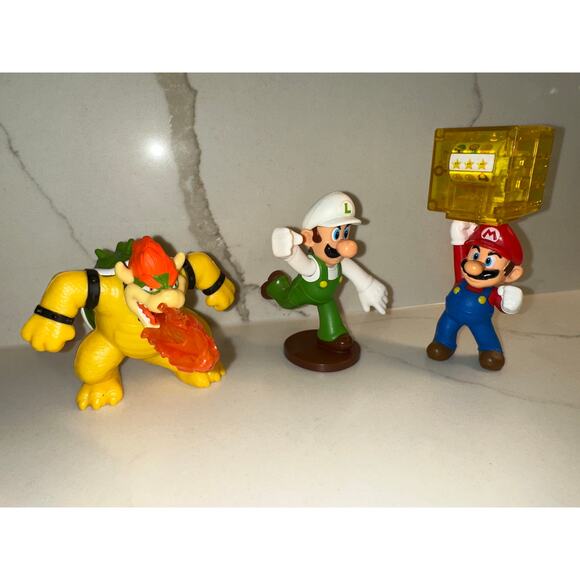 Nintendo | Toys | Set Of 3 Bowser Mario Bros Luigi Mario Power Spinning ...